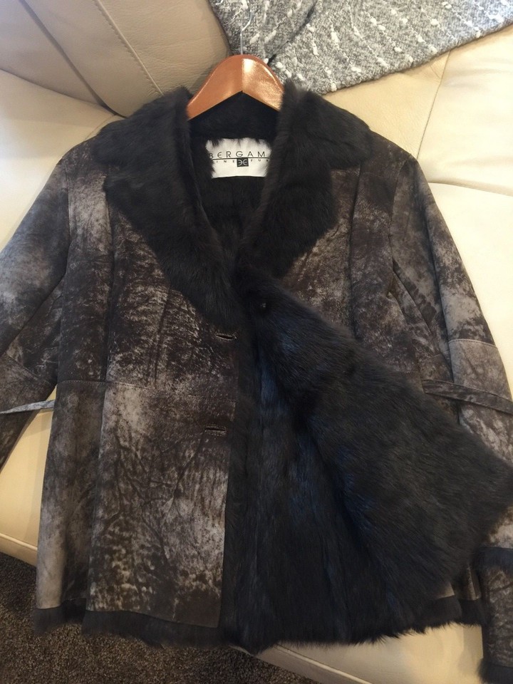 BERGAMA FINE FURS-Fur Rabbit Belted Coat Jacket Size Small | eBay