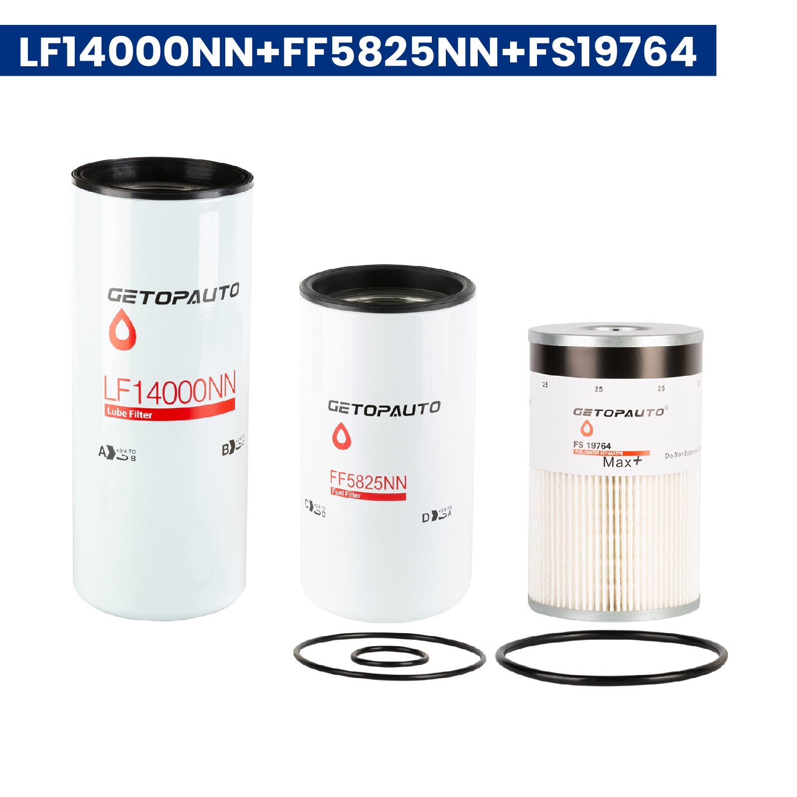 Fuel & Oil Change Filter Kit Fit For Cummins LF14000NN FF5825NN FS19765 ...
