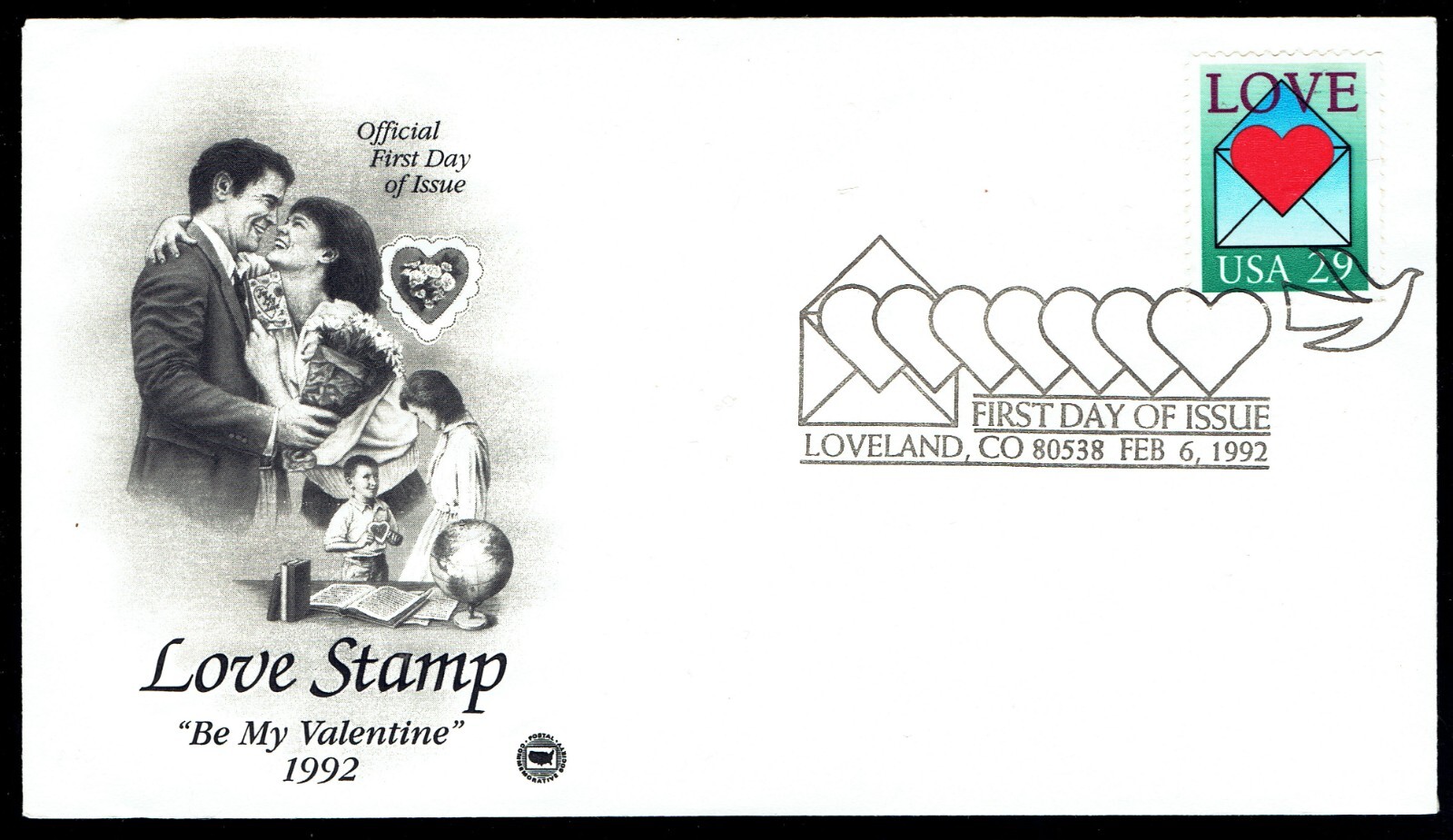 US 2618 Love Stamp 29c FDC Feb 6 1992 Postal Comm Soc Cachet F2618-1 | eBay