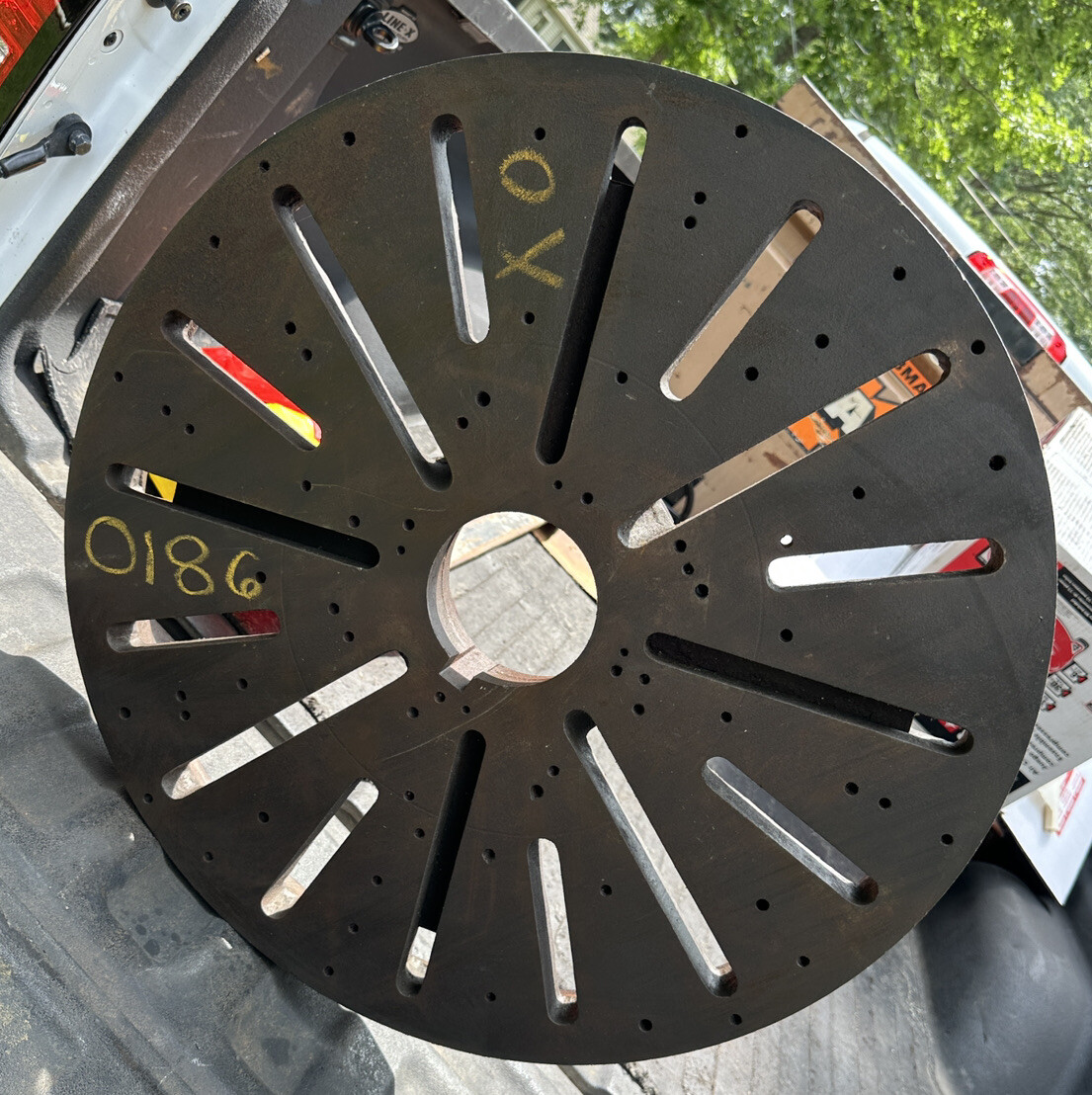 L2 Mount 24" Metal Lathe Face Plate Used 16 Slots Has Drilled / Tapped ...