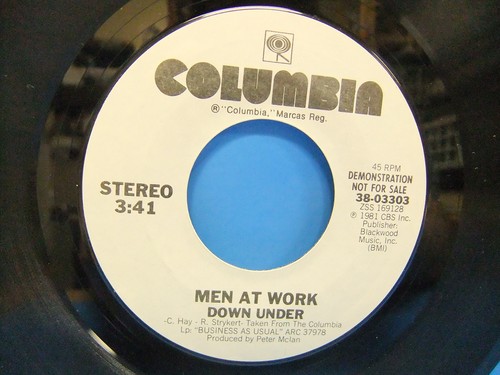 Men At Work Down Under / Same 1981 Promo VG++ 45 Single Record Columbia ...