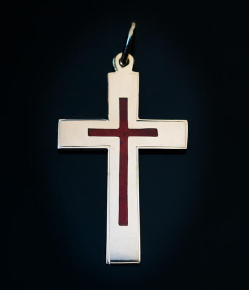 Antique Russian Red Enamel Gold Cross Pendant - Gem