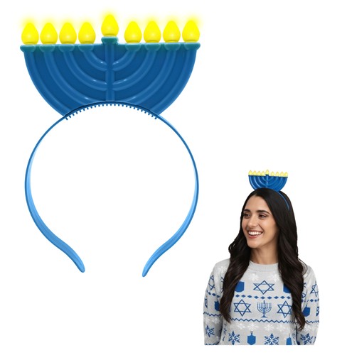 LED Light Up Menorah Candles Chanukah Hanukkah Headband Oy Jewish ...