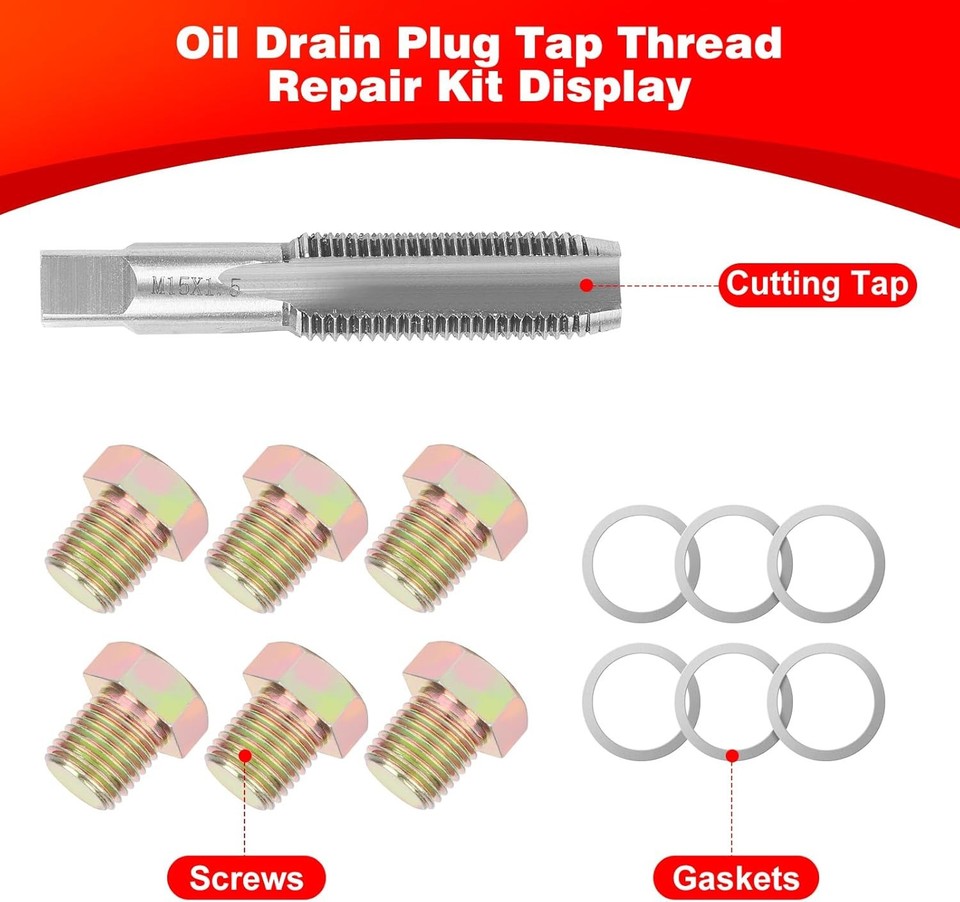 M15x1.5 Oil Pan Drain Plug Thread Repair Kit -Helicoil Insert Tool Set ...