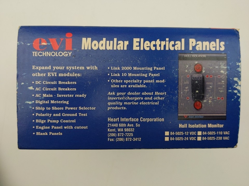Heart Interface EVI 84-5025 Modular Electrical Panel 12V Hull Isolation ...