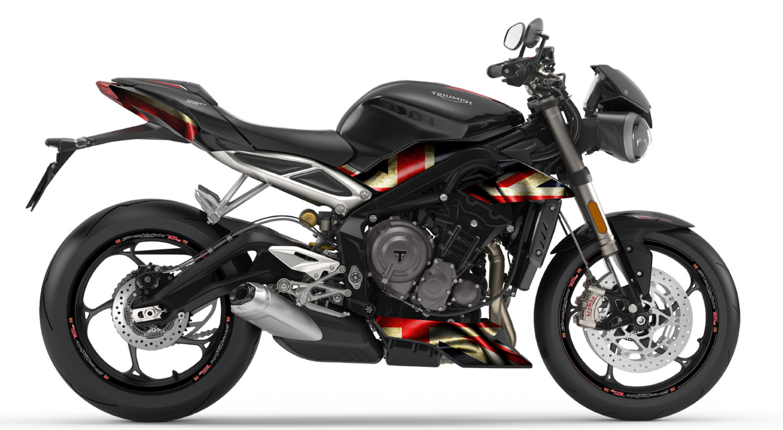 British Motorcycle street triple 765 RS Union flag graphic set x 14 pc ...