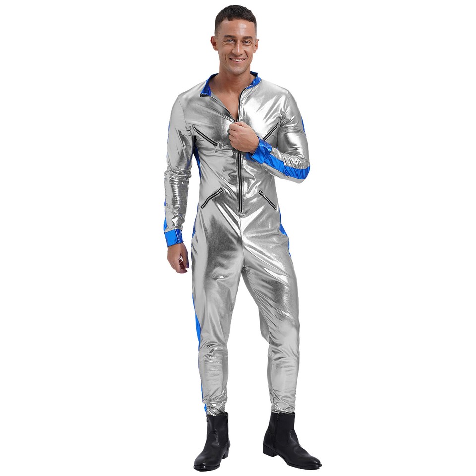 Men's One Piece Alien Robot Astronaut Costume Space Suit Bodysuits ...