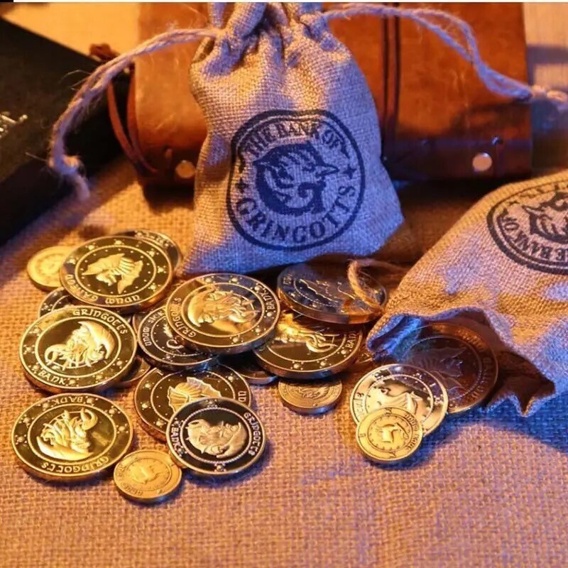 Harry Potter Gringotts Bank Wizarding World Galleons in Burlap Sack 3 ...