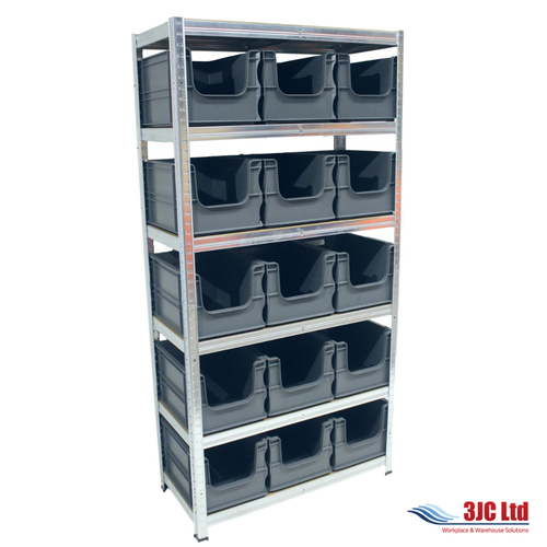 20 Litre Euro Box Pick Bin Shelving Racking Kit Garage Workshop with 15 ...