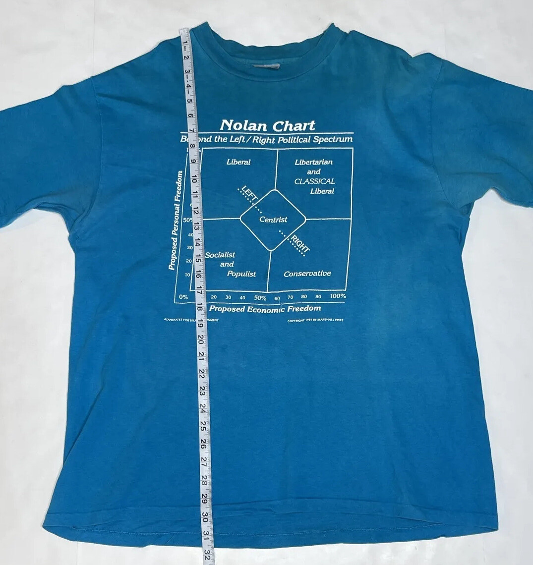 Vintage 1987 Nolan Chart Political Politics T-Shirt S… - Gem