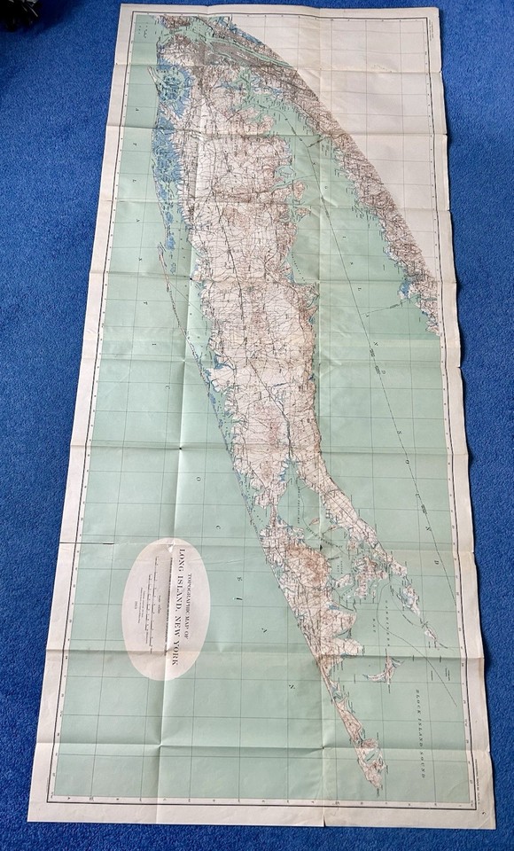 Antique 1913 Topographic Map of Long Island, New York, Julius Bien/USGS ...