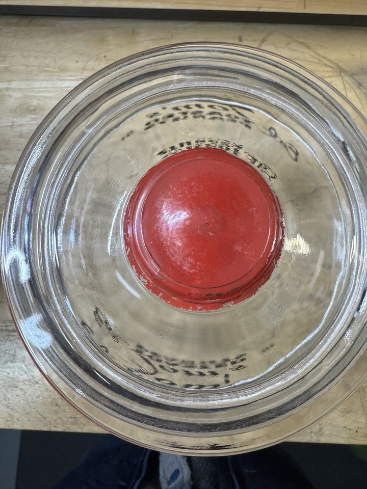 Tom's Toasted Peanuts 'Delicious' Glass Jar w/RED Nob Glass Lid Cookie ...