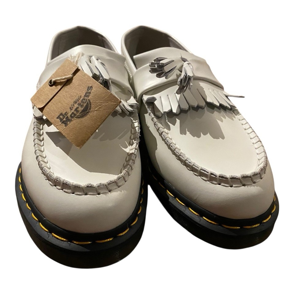 Men's Dr. Doc Martens Adrian Ys Yellow Stitch Tassel Loafer Shoes White ...