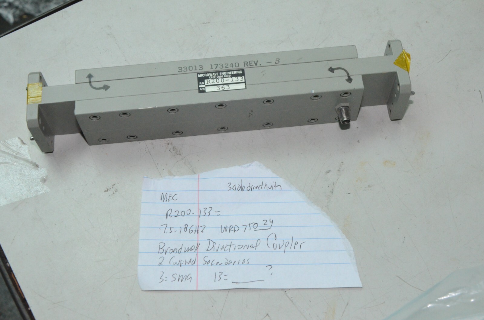 Microwave Engineering R200-133 18 Ghz WRD750 24 db Broadwell Waveguide ...
