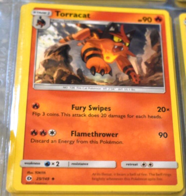 Torracat # 25/149 Sun & Moon Base Set Pokemon Trading TCG Game Cards NM ...