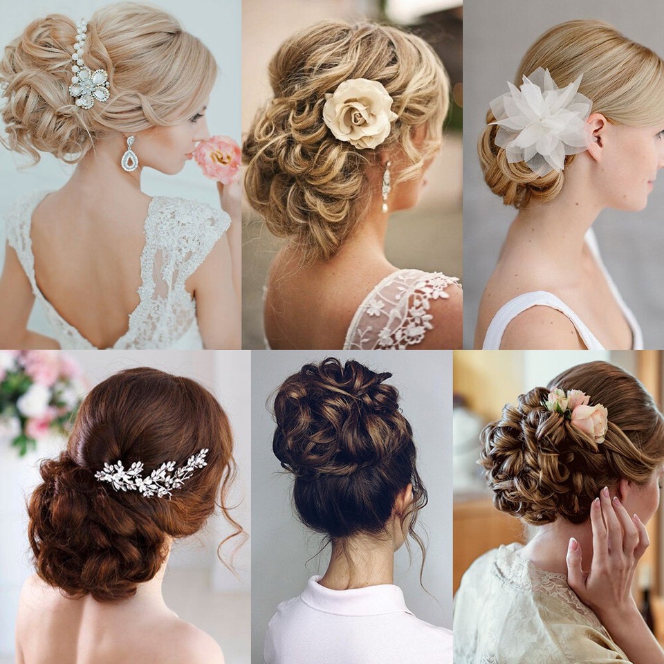 Wedding Short Curly Bun Hair Piece Comb Clip In Chignon Hair Extensions ...