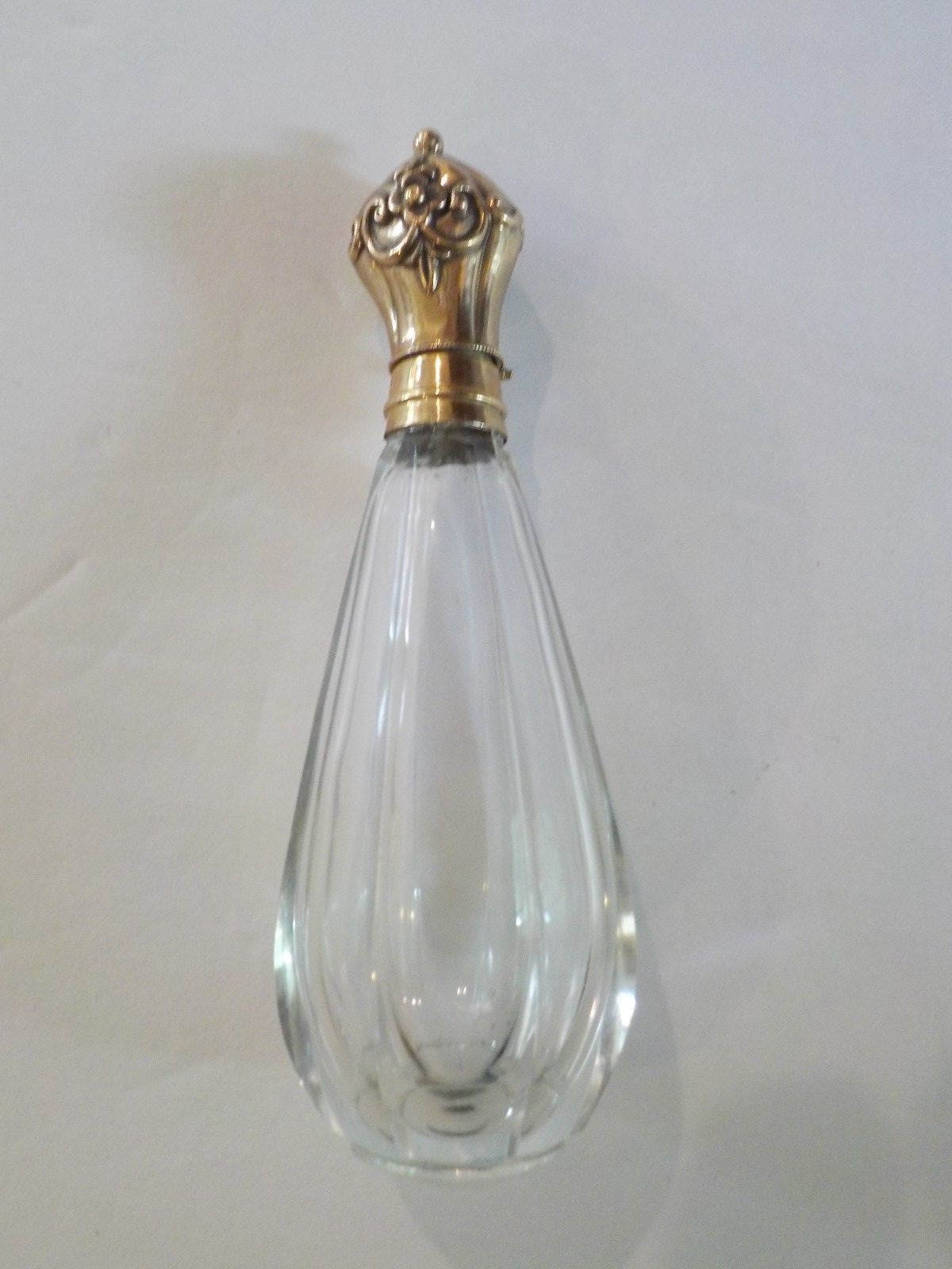 19th C. Dutch Netherlands Cut Crystal Scent / Perfume Bottle, 14 K Gold ...