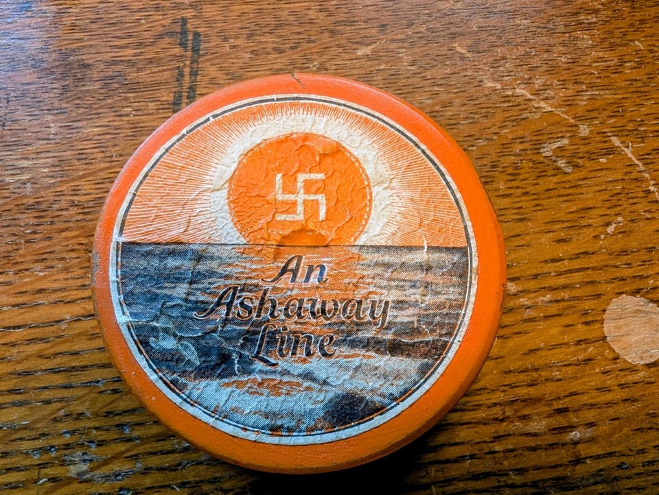 Vintage Gulf Reel Co. fishing reel & Ashaway braided line with Swastika ...