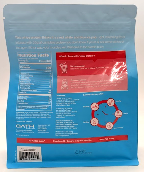 *NEW* Oath Nutrition Clear Protein Powder - Icy Blue Raspberry - EXP 03 ...