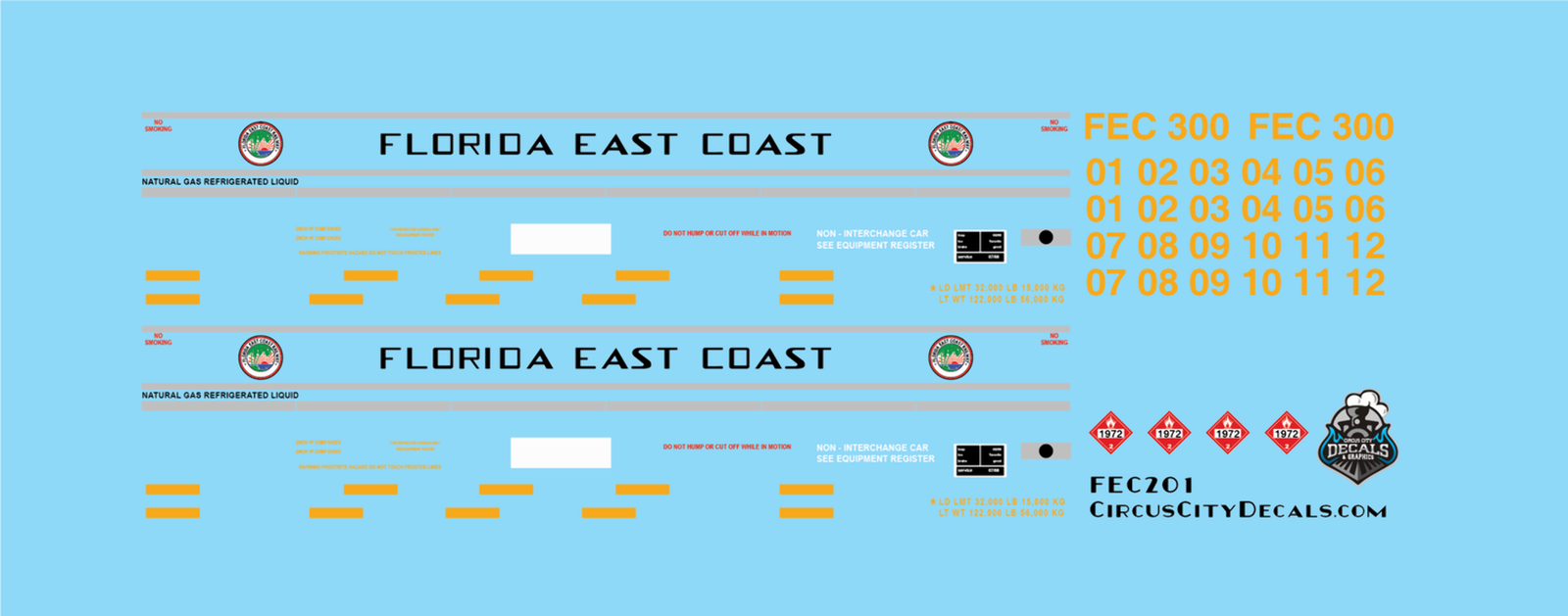 Florida East Coast LGN Liquid Natural Gas Fuel Tender HO Scale FEC | eBay