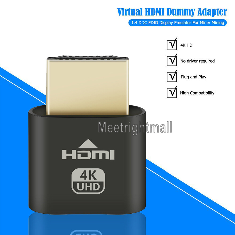 4K HDMI Virtual Display Adapter Dummy Plug Headless Ghost DDC Video ...