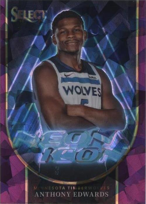 2023-24 Panini Select - Neon Icons Anthony Edwards #5 Purple Cracked ...