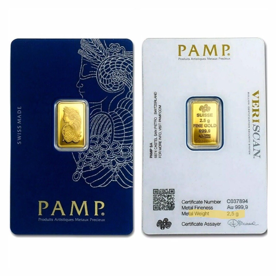 14K Gold Prong Bezel For 2.5 gram Gold Bar PAMP credit Suisse gold bar ...