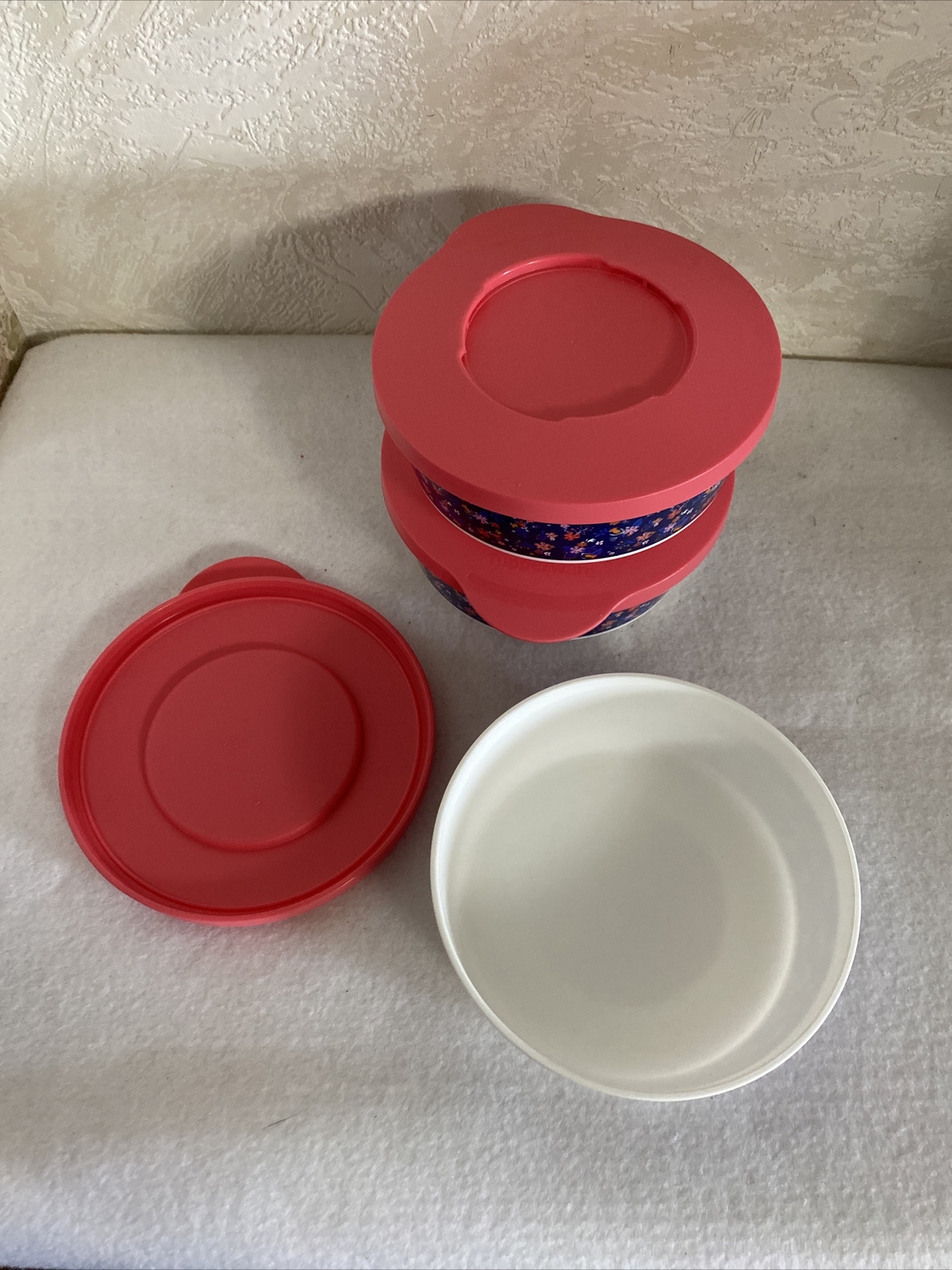 Tupperware Set of 3 Bowls 1.25 Cups Serving Dishes Falling for Floral ...