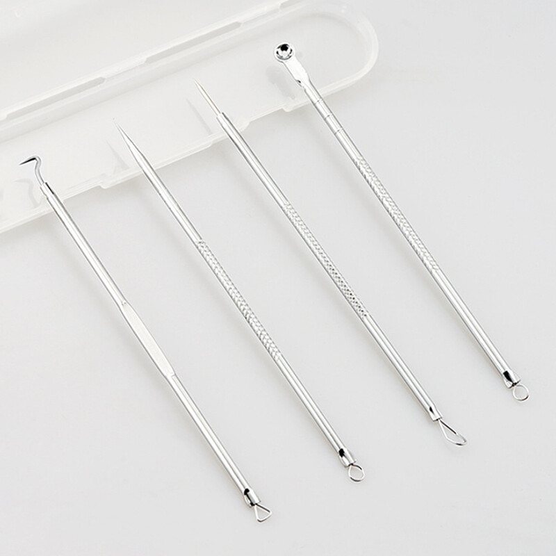 4Pcs Acne Extractor Remover Tool Kit Blackhead Blemish Removers Pimple ...