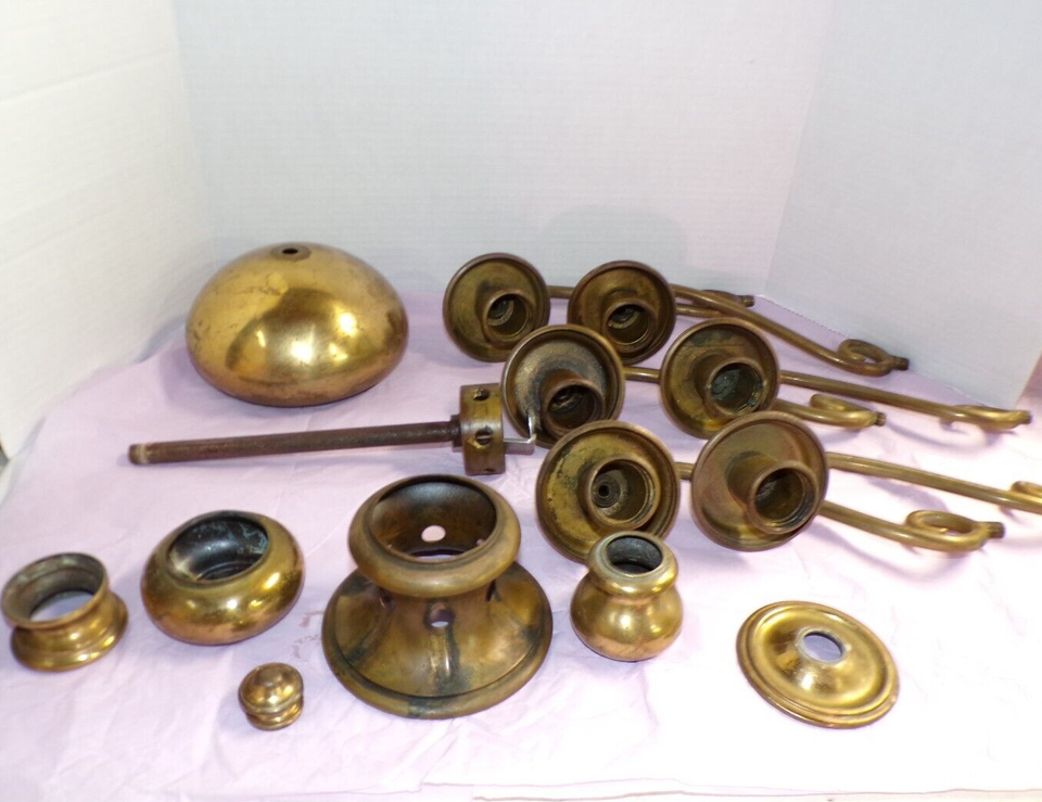 Antique, vintage, brass, 6 Arm, disassembled, complete chandelier ...