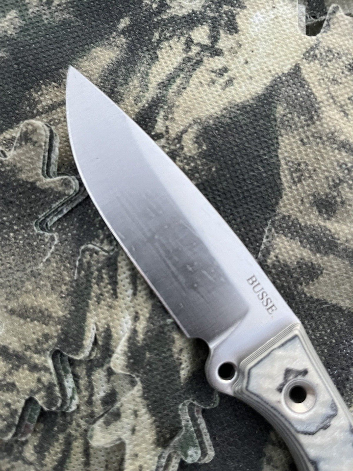 Busse Combat Game Warden 2 Satin Finish W/ Black & Tan G-10 & Leather ...