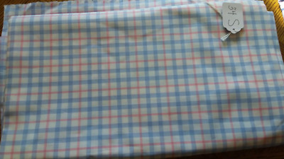 100% Luxury Cotton Shirting Blue /Pink Check 2.75 yds 60" W | eBay