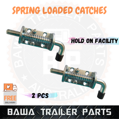 2 x SPRING LOADED CATCHES ZINC WITH HOLD ON FACILITY 136MM LONG SMALL ...