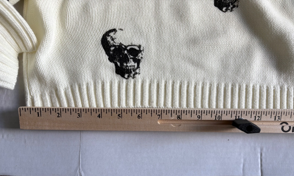 Cream Skull Knit Crewneck Sweater Bishop Street Apparel By Ken & Cody ...