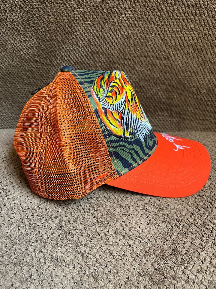 Ed Hardy Screaming Tiger Orange Camo Trucker Hat Cap Snap Back Brand ...
