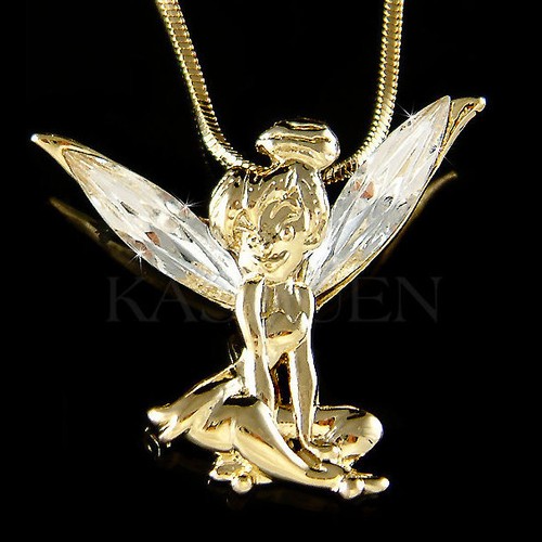Gold TN Tinkerbell made with Swarovski Crystal fairy Tinker Bell ANGEL ...