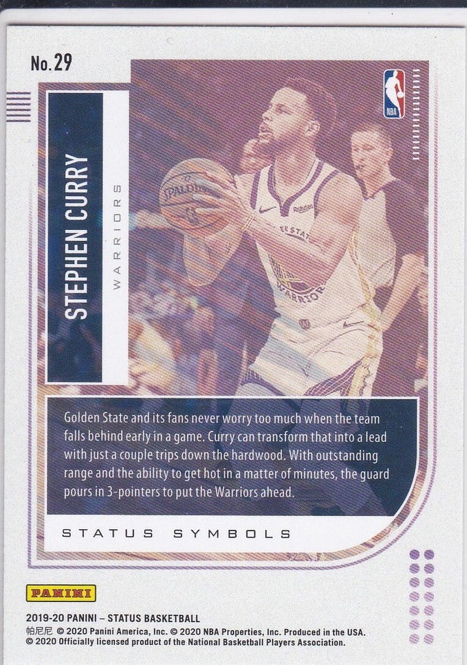 STEPHEN CURRY Steph 2019 GOLDEN STATE WARRIORS Basketball STATUS ...