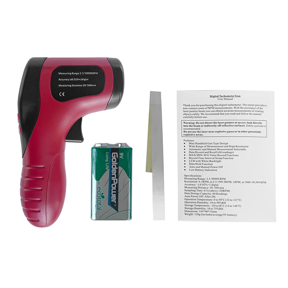 Digital Handheld Tachometer Photo Laser RPM Meter Non-Contact Motor ...