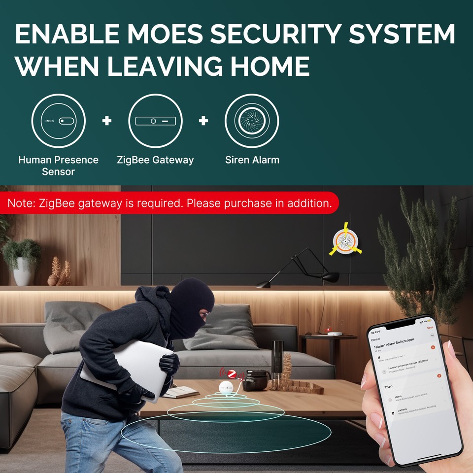 MOES Zigbee Smart Human Presence Sensor Radar Wave Motion Detector Home ...