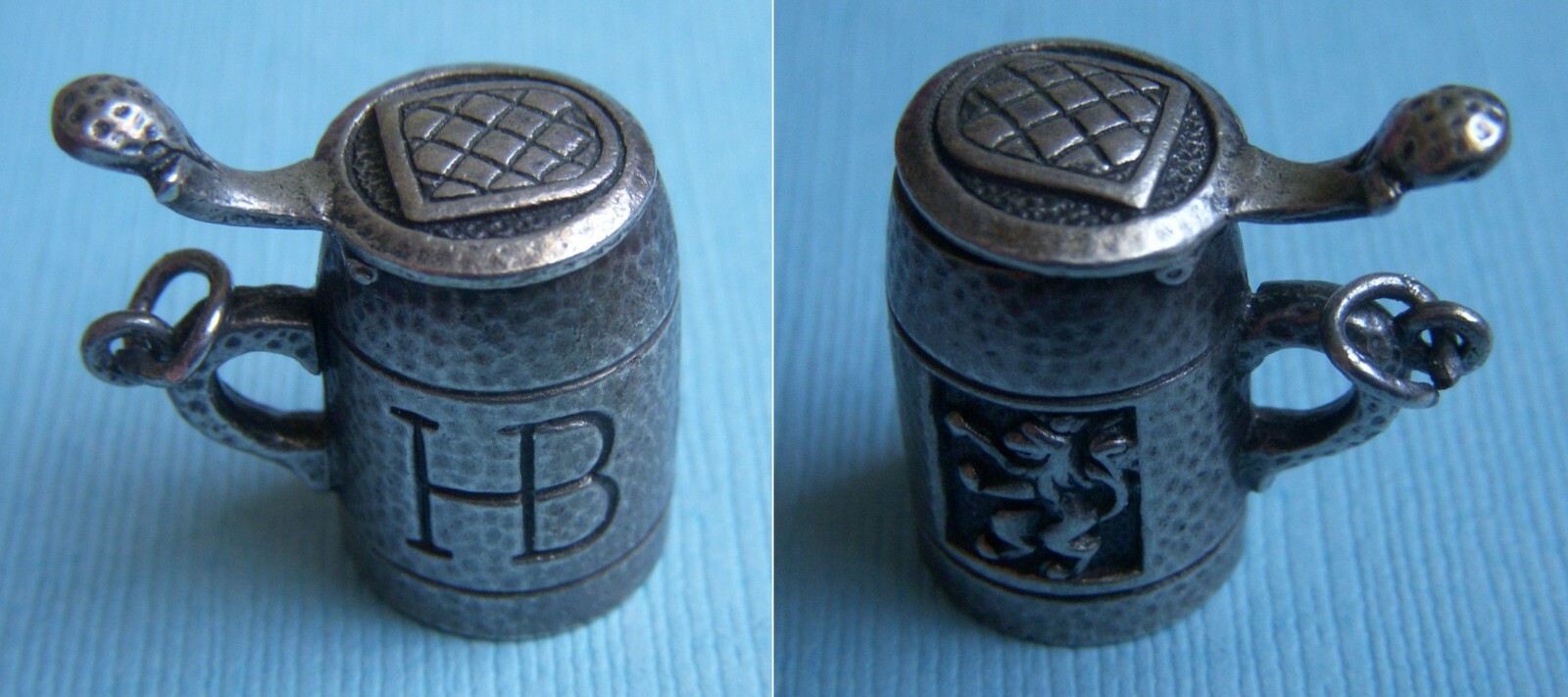 Vintage large movable Hofbrauhaus HB beer stein silve… - Gem