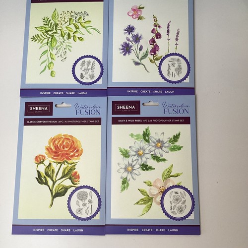 4 Sheena Craft Watercolour Fusion Photopolymer Stamp Set Floral A5 Card ...