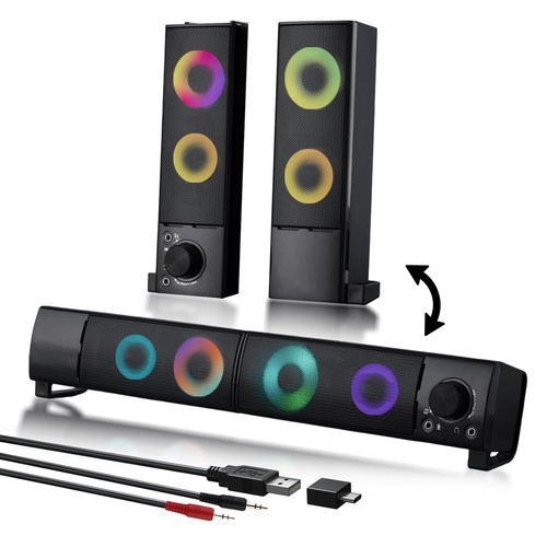 Wired Computer Speakers Designed for Desktop Devices USB Plug-and-Play ...