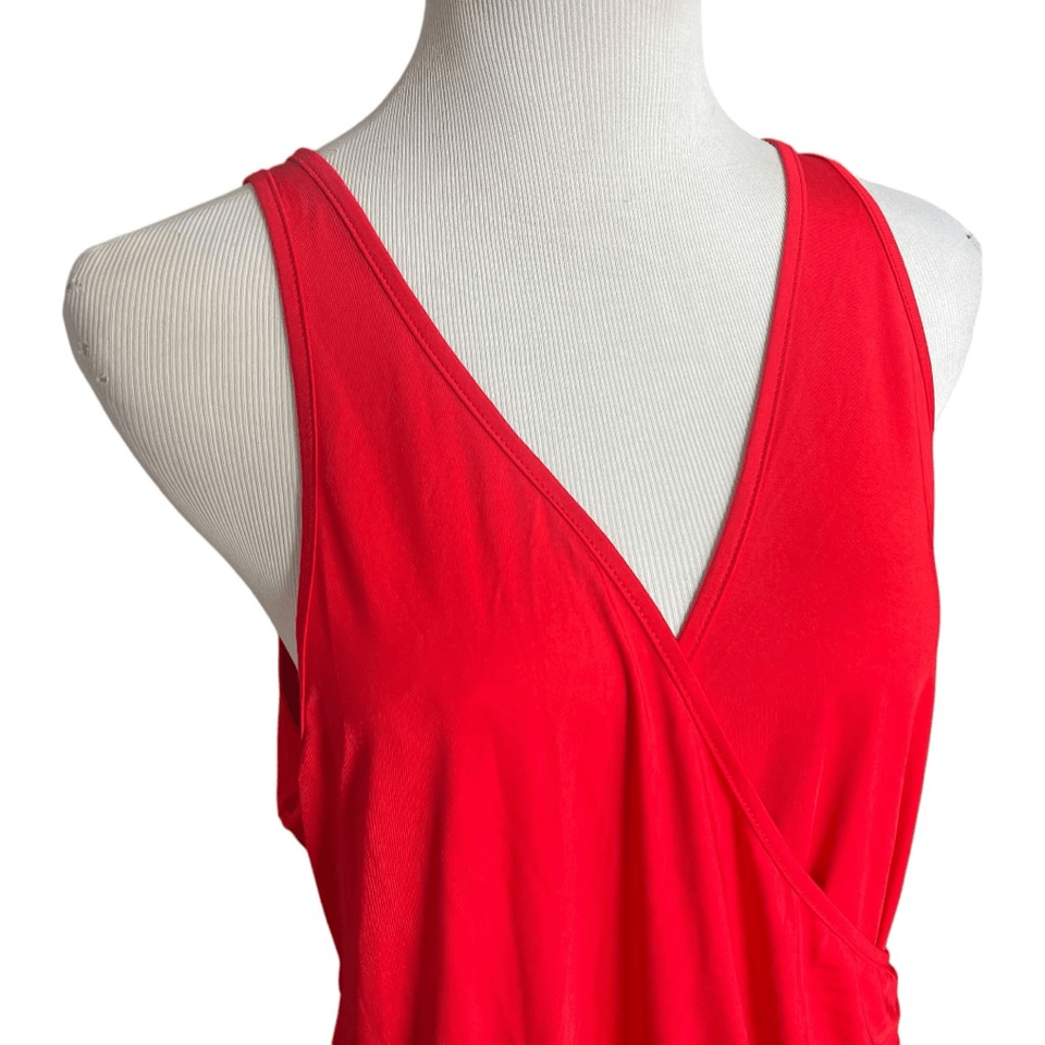 Womens Shein Curve Drape Faux Wrap Sleeveless Bold Red Dress - Sz 3X | eBay