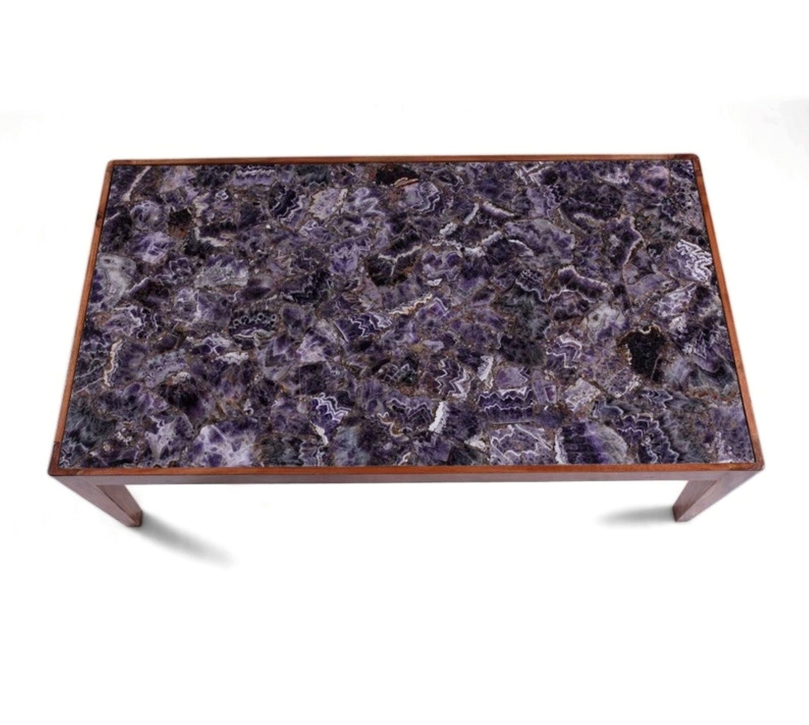 Amethyst Gemstone Epoxy Art Office Counter Table Square Marble Dining ...