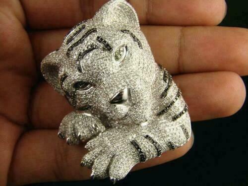 4CT Round Cut Simulated Diamond Unique Animal Head Pendant 1.5 " 925 ...