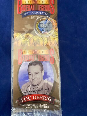 Golden Baseball Legends 24KT Gold Plated Colorized Quarter Lou Gehrig ...
