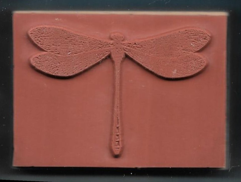 DRAGONFLY FLYING INSECT Entomology NEW Anna Griffin wood mount Rubber ...