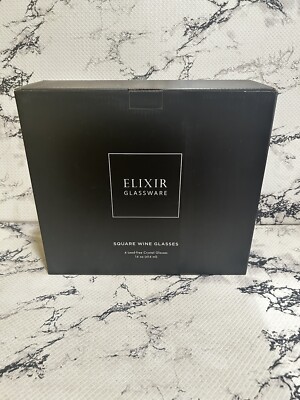 Elixir Glassware Large Square Wine Glasses Set Of 4 Crystal 14oz New | eBay