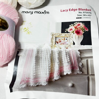 Complete Mary Maxim Exclusive Crochet Kit Lacy Edge Blanket 97597N ...