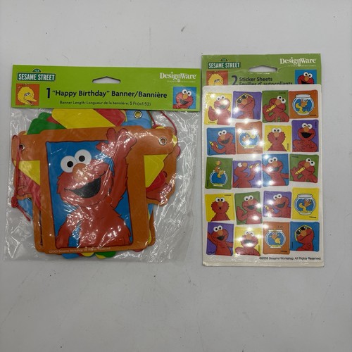 Sealed 2003 Sesame Street Elmo Happy Birthday Banner and Sticker Sheet ...